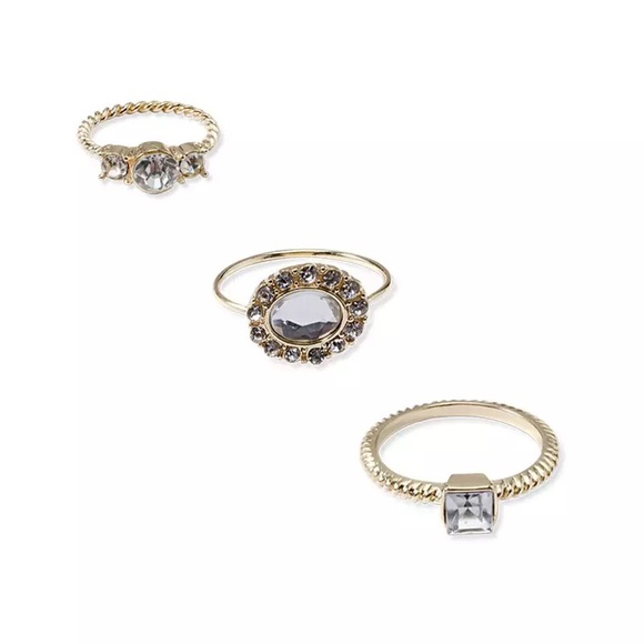 Jewelry | 7 Pcs Elegant Gold And Crystal Ring Set | Poshmark
